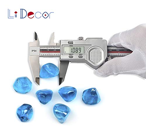 Li Decor 10 Pound Fire Glass Diamonds 1 Inch Fire Pit Glass Fire Glass Rocks for Gas Fireplace Margarita Azure Luster Blue