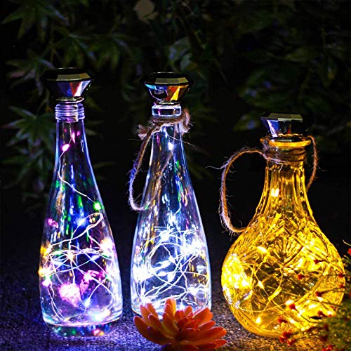 Solar Wine Bottle Lights,Diamond Wine Cork Lights 12 Pack 20LED Solar Powered Decorations Indoor/Outdoor Garden Mini String Lights for DIY/Decor/Party/Wedding/Christmas/Halloween-Mixed Packaging