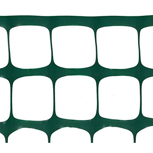 OLDMACDONALD Guardian Warning Barrier, Plastic Mesh Fence, Construction Barrier Netting, Green 4ft x 164ft (1.22m x 50m) (mesh 1.75"x1.75"), Garden Fencing, for Snow, Poultry, Chicken, Garden Netting