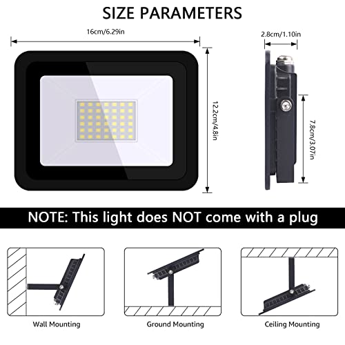 MIHEAL 2 Pack 50W LED Flood Light, Cool White, IP68 Waterproof Super Bright Work Light, 110V, Outdoor Floodlight for Yard, Garden, Garage, Lawn, Court [Energy Class A++]