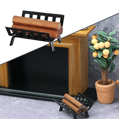 Gazechimp 1:12 Miniature Wood Firewood Rack Holder Cooking Tool Garden Decoration