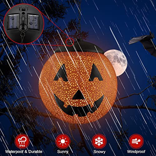 Halloween Pumpkin Hanging Solar Lights - ๐ฎ๐ฌ๐ฎ๐ฏ ๐ก๐ฒ๐๐ฒ๐๐ Halloween Decoration Outdoor, Waterproof Halloween Spooky Hanging Lights for Outdoor, Tree Decor, Garden or Yard, Outside Entryway, Porch