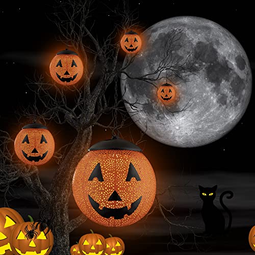 Halloween Pumpkin Hanging Solar Lights - ๐ฎ๐ฌ๐ฎ๐ฏ ๐ก๐ฒ๐๐ฒ๐๐ Halloween Decoration Outdoor, Waterproof Halloween Spooky Hanging Lights for Outdoor, Tree Decor, Garden or Yard, Outside Entryway, Porch