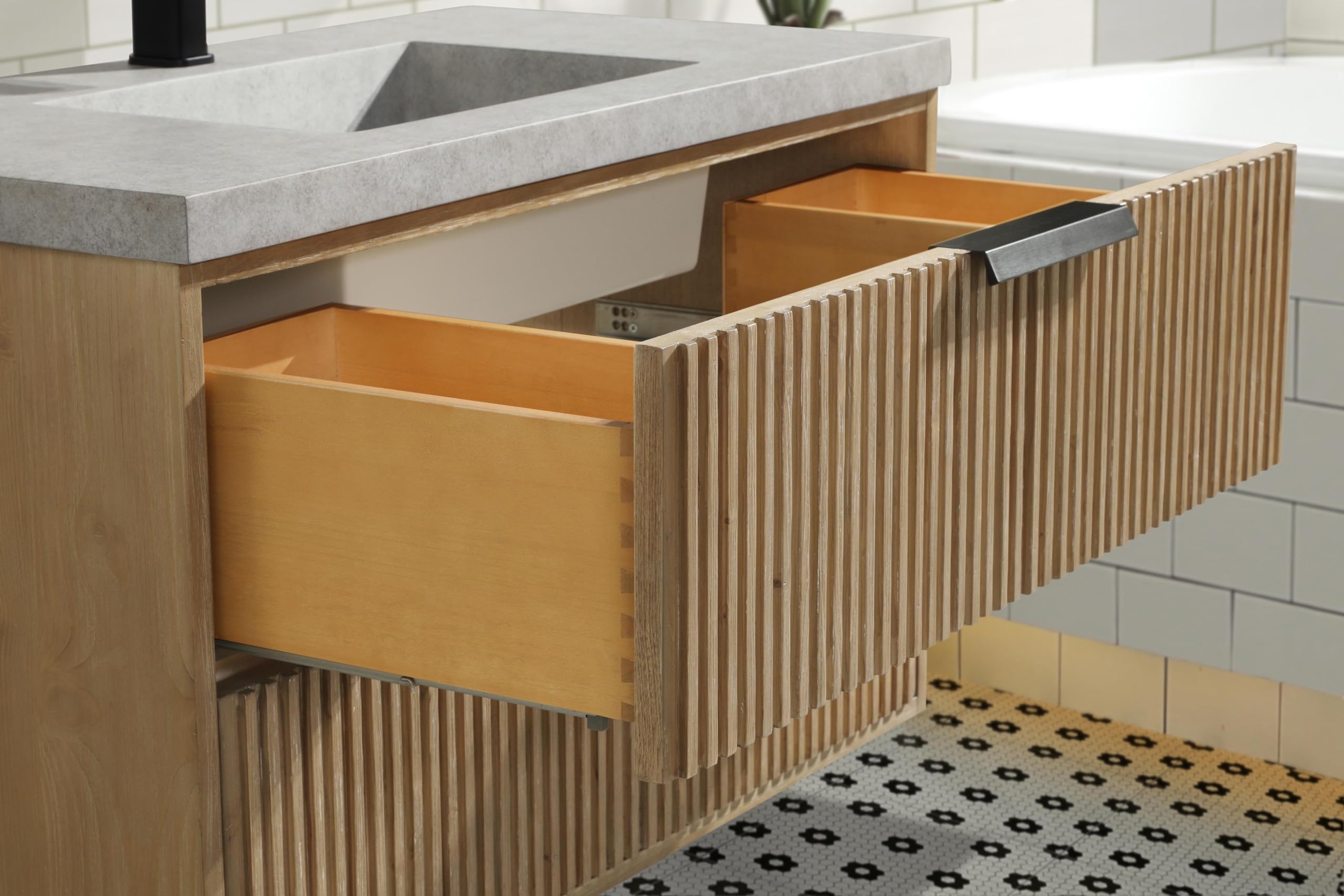 Ari Kitchen & Bath San Diego 36" Floating Bathroom Vanity Weathered Fir