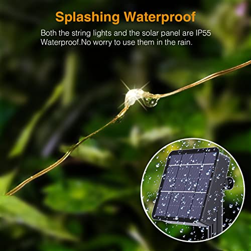 kolpop Solar String Lights Outdoor, 78.7FT 240LED Solar Fairy Lights Outdoor Waterproof 8 Modes Copper Wire Solar Powered Lights Indoor for Garden Patio Gate Yard Party Wedding Camping(Warm White)