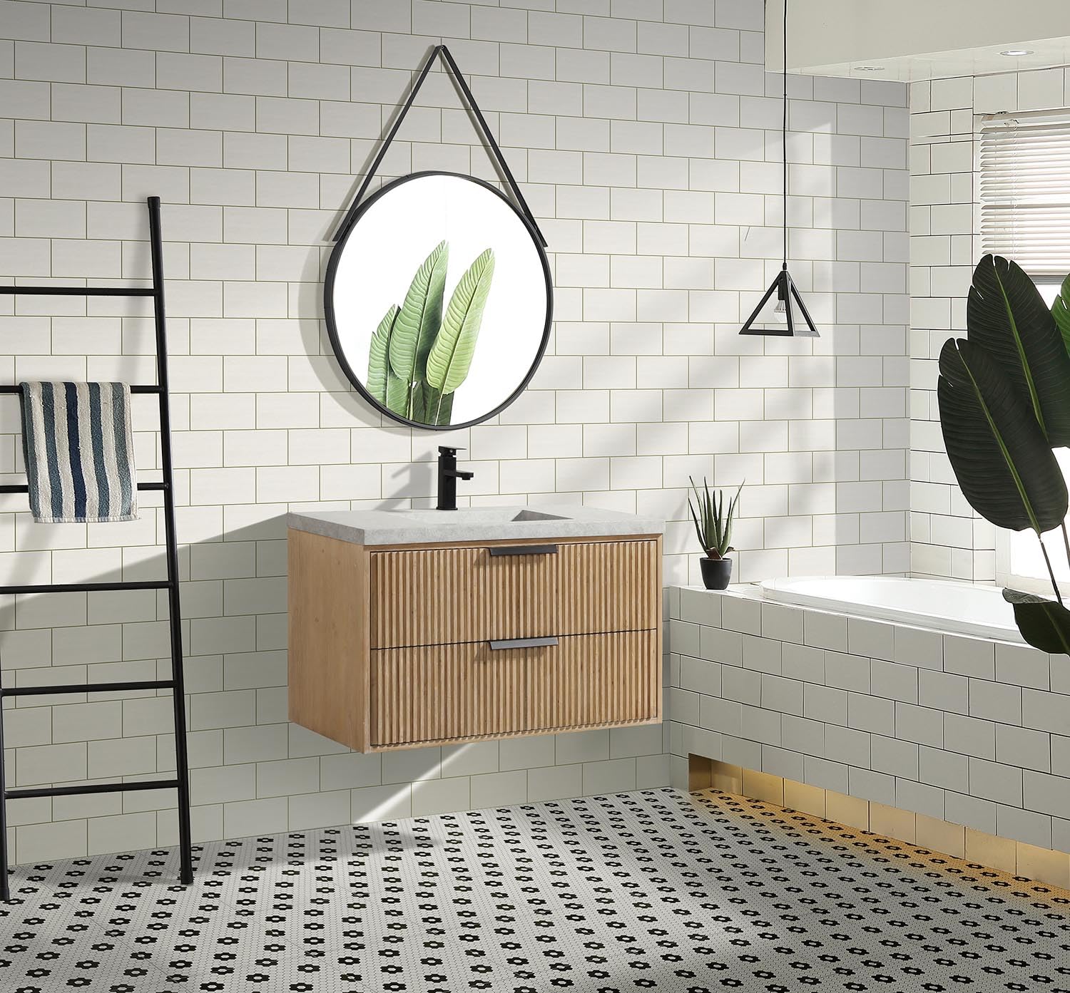 Ari Kitchen & Bath San Diego 36" Floating Bathroom Vanity Weathered Fir