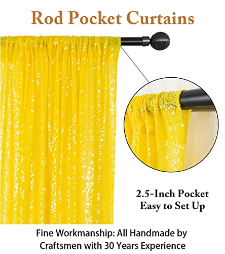 Sparkle Backdrop Curtain Yellow 2 Panels Set Sequin Photo Backdrop 2FTx8FT Sequin Backdrop Curtain Pack of 2-1220S