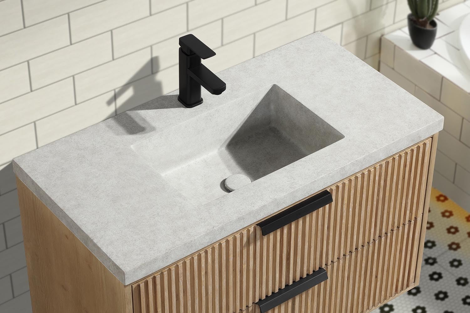 Ari Kitchen & Bath San Diego 36" Floating Bathroom Vanity Weathered Fir