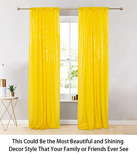 Sparkle Backdrop Curtain Yellow 2 Panels Set Sequin Photo Backdrop 2FTx8FT Sequin Backdrop Curtain Pack of 2-1220S