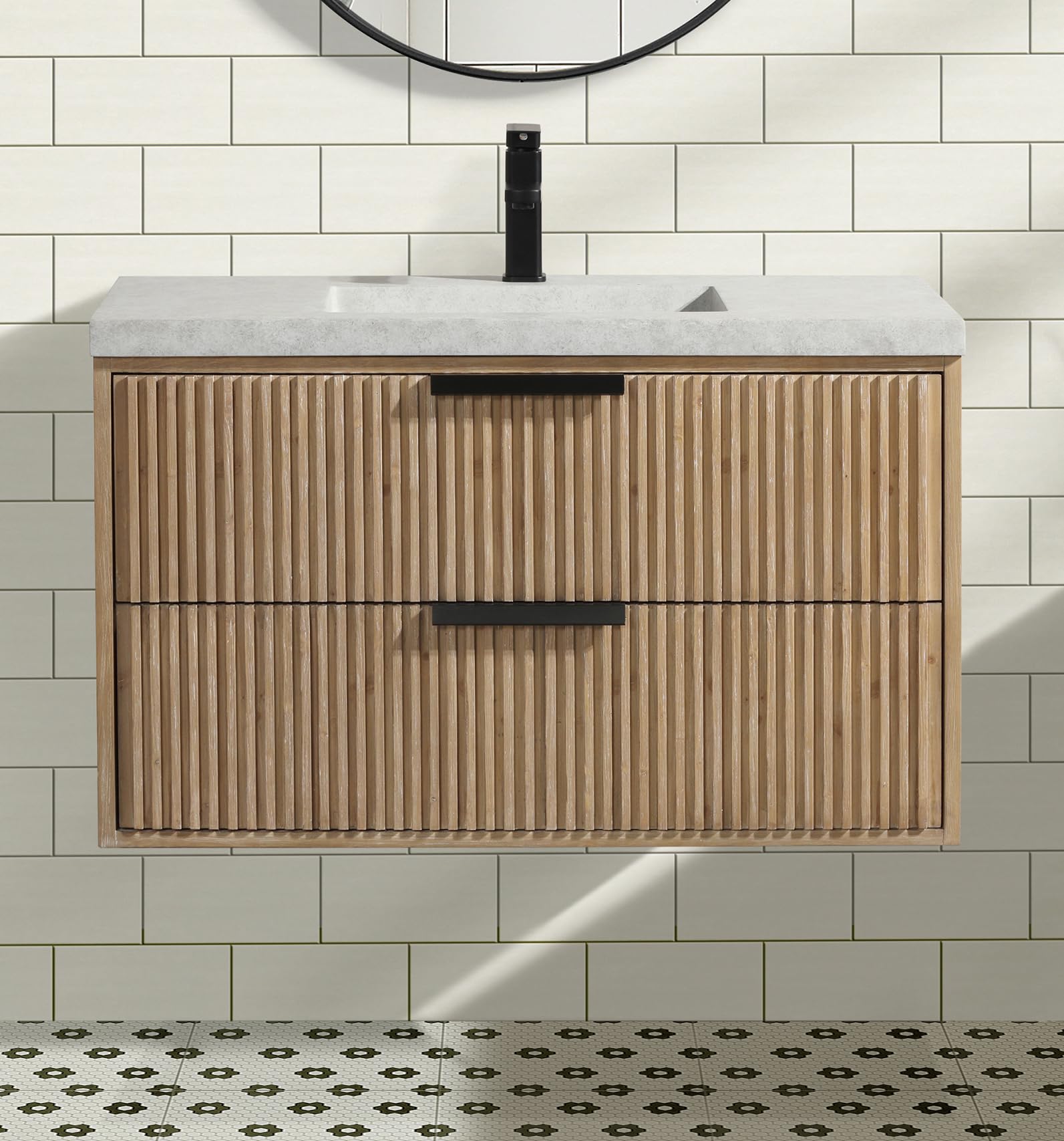 Ari Kitchen & Bath San Diego 36" Floating Bathroom Vanity Weathered Fir