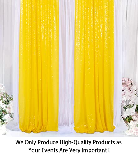 Sparkle Backdrop Curtain Yellow 2 Panels Set Sequin Photo Backdrop 2FTx8FT Sequin Backdrop Curtain Pack of 2-1220S