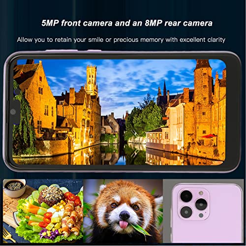 Unlocked Cell Phone, IP14 Pro Smartphone, 4GB 32GB ROM,6.1inch Face Recognition Mobile Phone, Dual Card Dual Standby, Cellphone for Android 10.1 (Purpl)