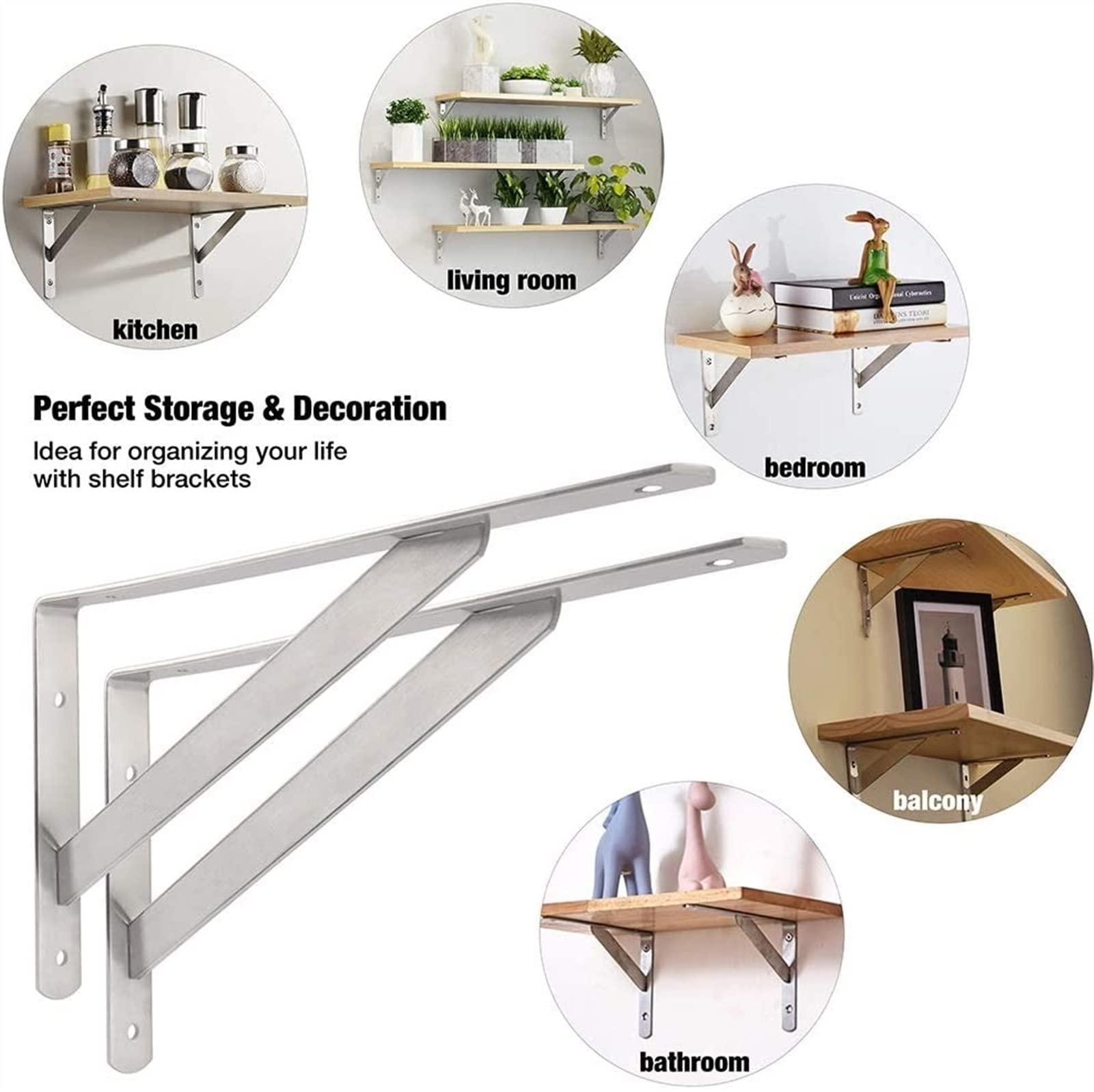 HAENJA Stainless Steel Triangle Bracket Wall Mount Shelf Separator Support Layer Support Bracket Bracket Fixing(6 Pcs) Storage