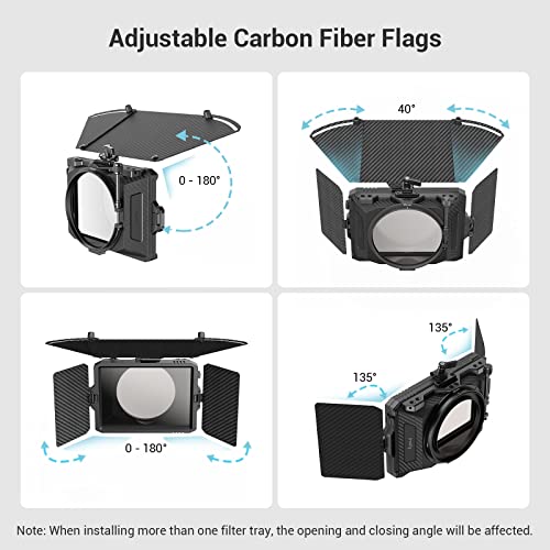 SMALLRIG Mini Matte Box Pro for Mirrorless DSLR Cameras, Come with 4 x 5.65 Filter Trays and 67mm/72mm/77mm/82mm-95mm Adapter Ring - 3680