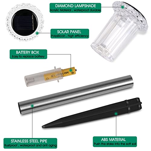 Eyrosa Solar Outdoor Lights, 10 Pack Solar Pathway Lights Outdoor Waterproof, Stainless Steel Solar Stake Lights for Garden Yard Path Walkway Driveway Lawn Decor - Cool White
