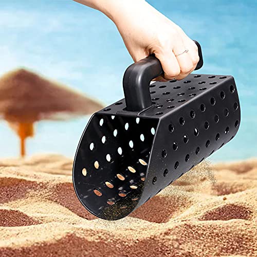 Sand Scoop and Shovel Set, Hand Treasure Hunting Tool Metal Detector Accessories for Patio, Lawn & Garden (2pcs)(black)