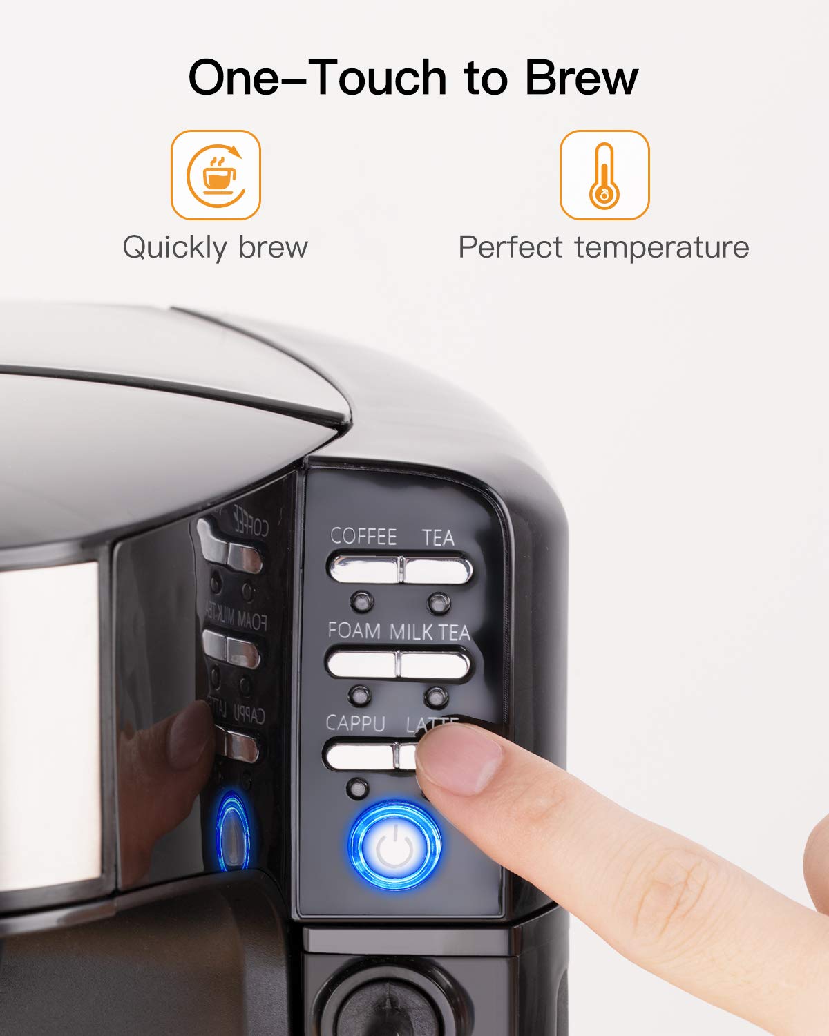 Boly 6-In-1 Coffee Maker with Auto Milk Frother, Single Serve Coffee, Tea, Latte and Cappuccino Machine, Compatible With Capsule & Ground Coffee, Compact Coffee Maker