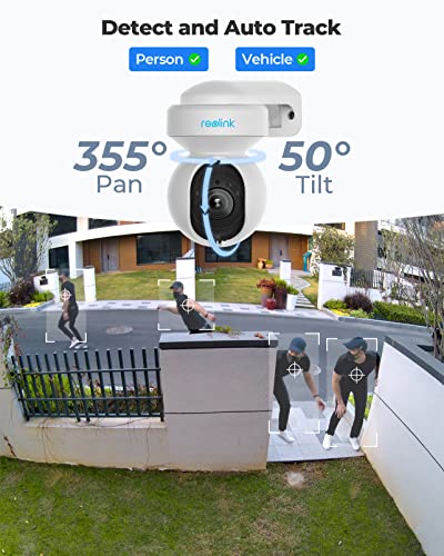 REOLINK E1 Outdoor Plug-in WiFi Security Camera, 5MP HD PTZ Camera for Home Security, Motion Tracking, 5GHz WiFi, 3X Optical Zoom, Person Vehicle Detection, Spotlight Color Night Vision, APP Control