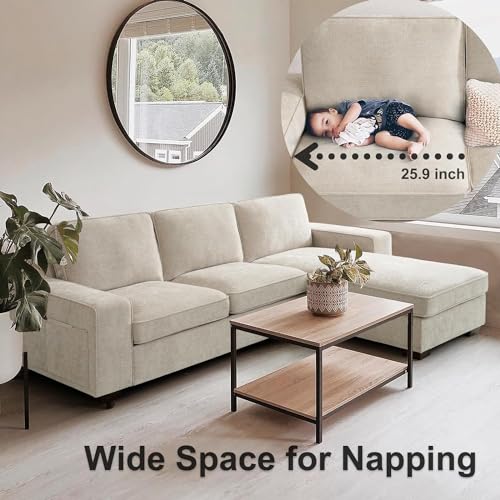 Harkawon 98.6β Sectional Sofa Couches, Convertible L Shaped Couch for Living Room, Chaise with Storage, Chenille Removable Cover, Couches for Apartment,Dorm, Office