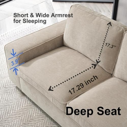 Harkawon 98.6β Sectional Sofa Couches, Convertible L Shaped Couch for Living Room, Chaise with Storage, Chenille Removable Cover, Couches for Apartment,Dorm, Office