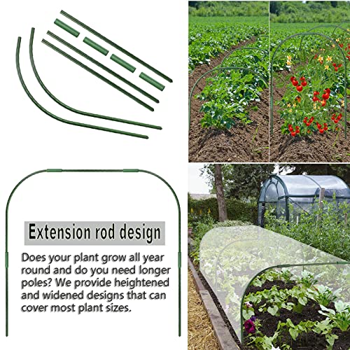 NZXVSE 6pcs Garden Hoops for Row Cover, 34.6x36 Inch Greenhouse Frame Tunnel Hoop, Steel Rust-Free Grow with Plastic Coated Support Frame, Dia 11mm Green