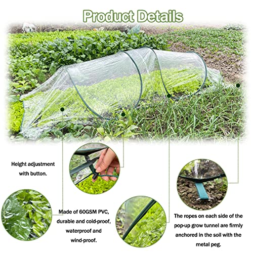 9ft Pop-up Low Tunnel Greenhouse β Quick Setup Garden Warm House for Spring Vegetables, Grow Tent Protecting Plant from Cold Frost