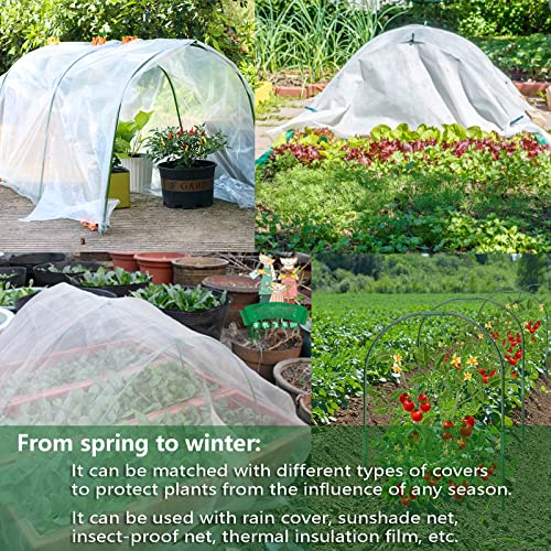 NZXVSE 6pcs Garden Hoops for Row Cover, 34.6x36 Inch Greenhouse Frame Tunnel Hoop, Steel Rust-Free Grow with Plastic Coated Support Frame, Dia 11mm Green