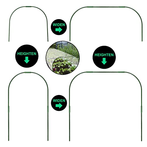 NZXVSE 6pcs Garden Hoops for Row Cover, 34.6x36 Inch Greenhouse Frame Tunnel Hoop, Steel Rust-Free Grow with Plastic Coated Support Frame, Dia 11mm Green