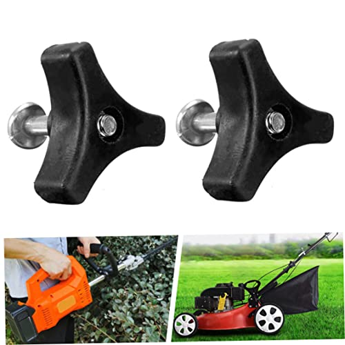 YaptheS Triangle Knob, Lawn Mower Screw Nut Triple Angle Handle Knob Nut Bolt Replacement Parts Black 2pcs, Garden Tool Accessories