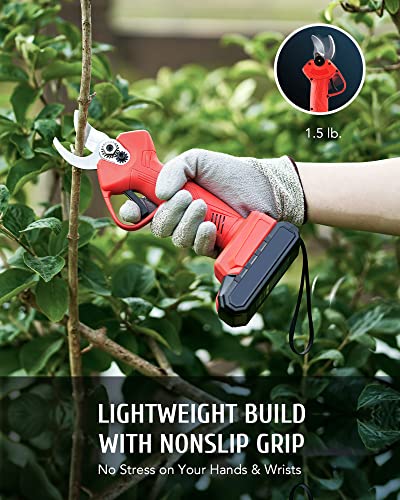 TERRADISE Cordless Electric Pruning Shears, Battery Operated Pruning Shears with 2 Rechargeable Lithium Batteries for Gardening, Professional Tree Branch Pruner, 1.2 Inch (30 mm) Cutting Diameter