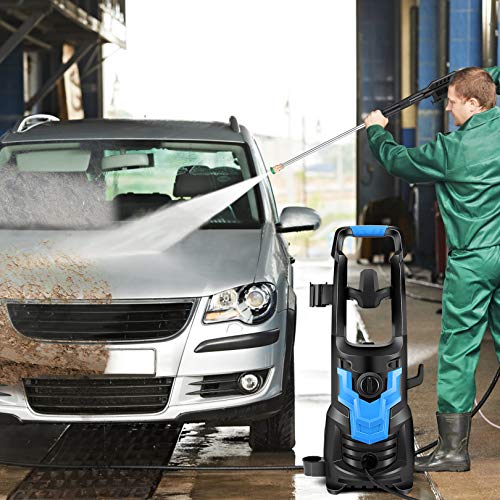 WHOLESUN πππππππ π·πππππππ πΎπππππ, 1900W High Power Washer π.π³π ππ£π Powerful Machine, Self Assembled, Rotatable Iron Spray Lance and 5 Nozzles for Patio, Garden, Car (Blue)