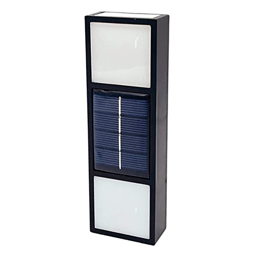 Solar Wall Light, Up and Down Illuminate, Outdoor Sunlight Lamp, Ip65 Waterproof, Long Endurance Time, Modern Decor for Home Garden Porch, Black ,with 6 Led Lamp Beads