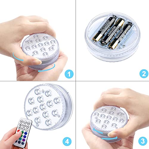 1PC Pool Lights Submersible LED Lights With Magnet And Suction Cups Remote Pool Lights IP68 Waterproof Underwater Timing With Pool Light for Pond Aquarium Fountain Bathtub Home Garden Decor (S, Clear)