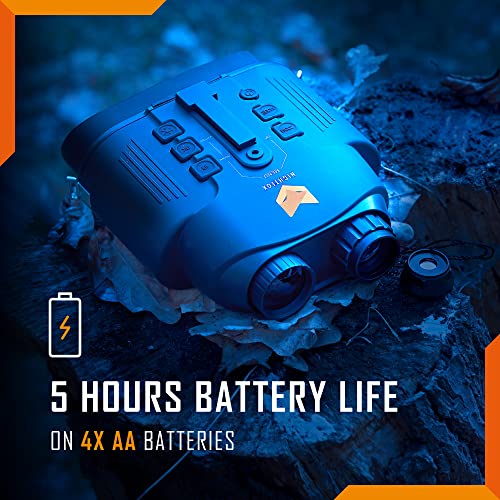 Nightfox 110R Handheld Night Vision Goggles | 7X Optical Magnification, Long Range | Digital Infrared Night Vision Binoculars for Hunting, Survival Gear and Equipment | Infrared Camera with Recording