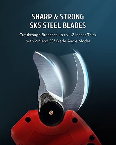 TERRADISE Cordless Electric Pruning Shears, Battery Operated Pruning Shears with 2 Rechargeable Lithium Batteries for Gardening, Professional Tree Branch Pruner, 1.2 Inch (30 mm) Cutting Diameter