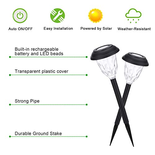 Azirier Solar Lights Outdoor Waterproof Security Lights Easy Install Garden Lights for Garden Path Walkway Light 12 Pack