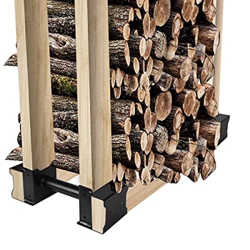 Qualward Outdoor Firewood Rack, Firewood Log Rack Bracket Kit, Fire Wood Log Storage Stand for Indoor Outdoor Fireplace Rack, Firewood Log Storage Rack Holder-Adjustable to Any Length