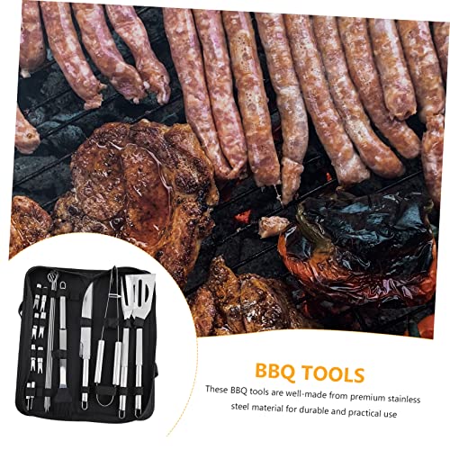 SECFOU 1 Set Barbecue Tool Portable Grilling Spatula BBQ Vegetable Clip Barbecue Grill Utensils Cooking Fork Grill Tongs Outdoor Grill BBQ Supplies Cooking Utensils Stainless Steel Mini