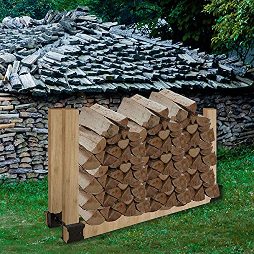 Qualward Outdoor Firewood Rack, Firewood Log Rack Bracket Kit, Fire Wood Log Storage Stand for Indoor Outdoor Fireplace Rack, Firewood Log Storage Rack Holder-Adjustable to Any Length