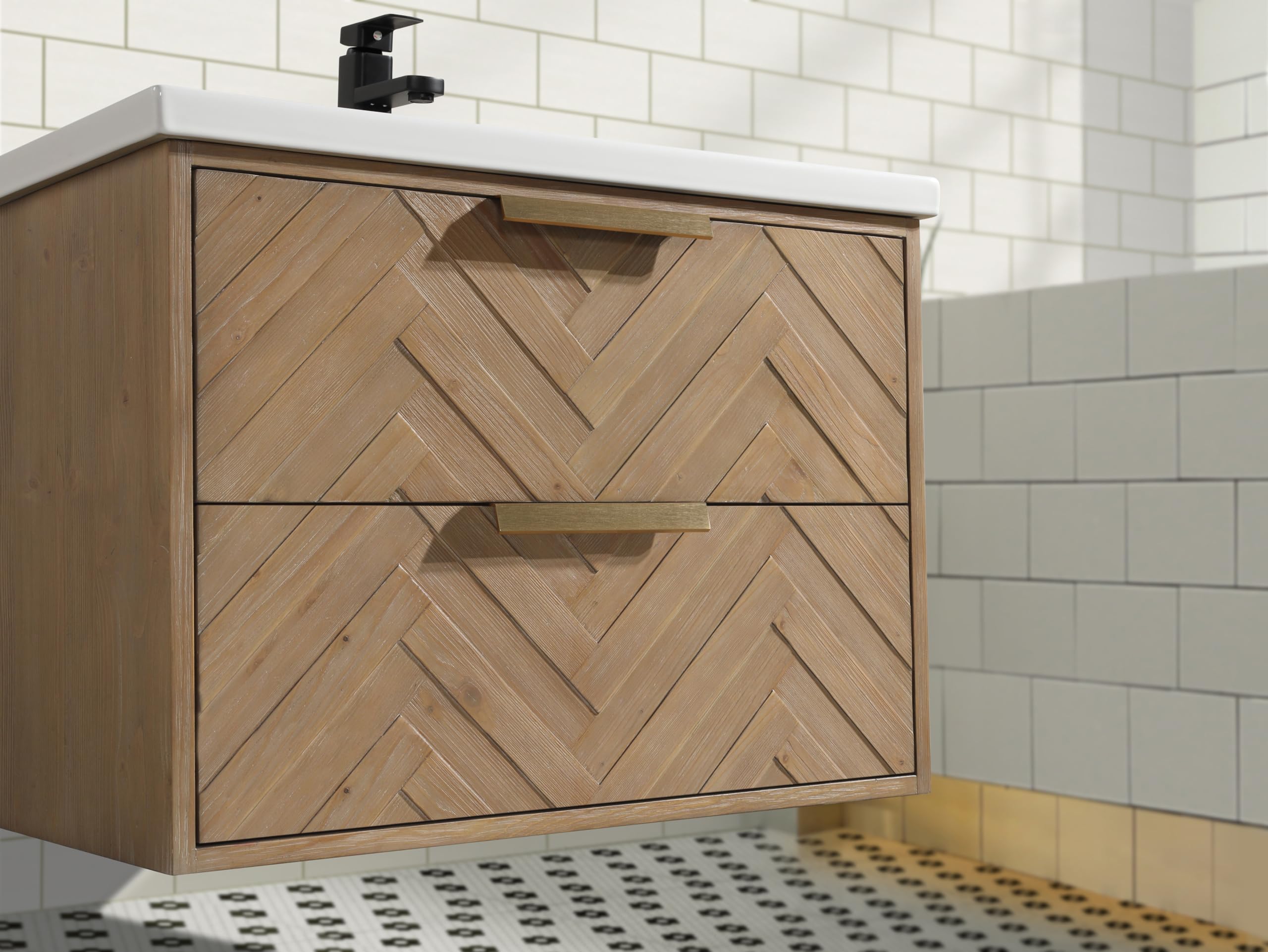 Ari Kitchen & Bath Carlsbad 30" Floating Bathroom Vanity Weathered Fir
