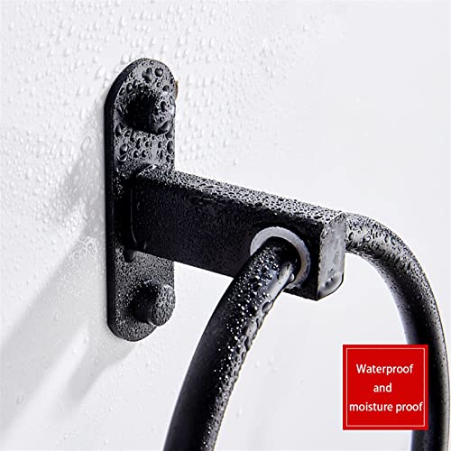 VEMMIO Towel Ring Black Hand Towel Rings Holder Aluminum Round Bar Washroom Wall Mounted Bath Hanger Rack Shelf Bathroom Accessories