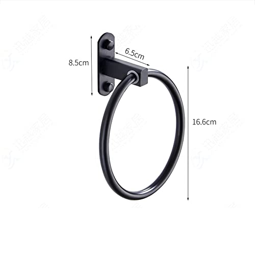 VEMMIO Towel Ring Black Hand Towel Rings Holder Aluminum Round Bar Washroom Wall Mounted Bath Hanger Rack Shelf Bathroom Accessories
