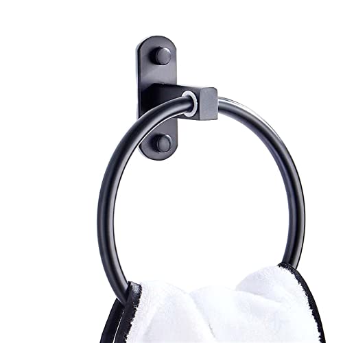 VEMMIO Towel Ring Black Hand Towel Rings Holder Aluminum Round Bar Washroom Wall Mounted Bath Hanger Rack Shelf Bathroom Accessories