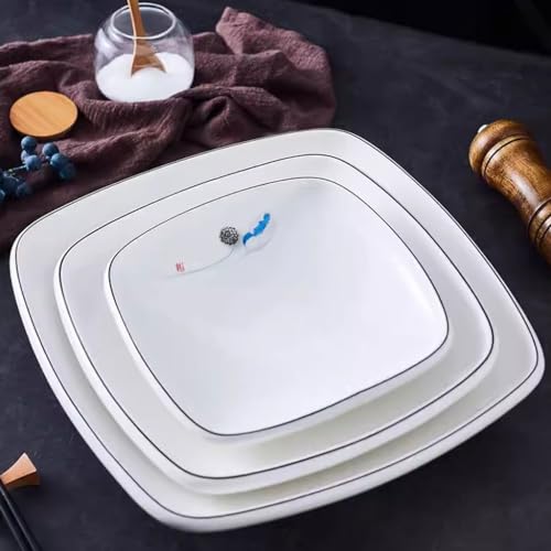 Popcorn or Decoration Ceramic Plate Cold Dish Personalized Hotel Creative Shape Household Commercial Cold Dish Square Dish Plate Sustainable Serving Bowl for Salads, Fruit, Pasta ( Size : Small )