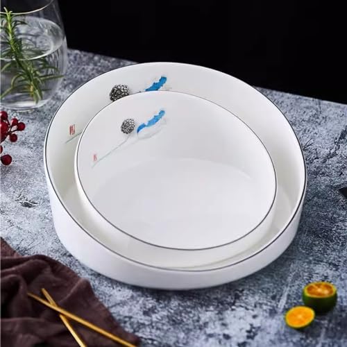 TOOSII Pasta Bowl Household Ceramic Cold Dish Plate Commercial Dish Plate Hotel Tableware, Salad Cold Dish Plate Bowls for Kitchen (Size : Medium)