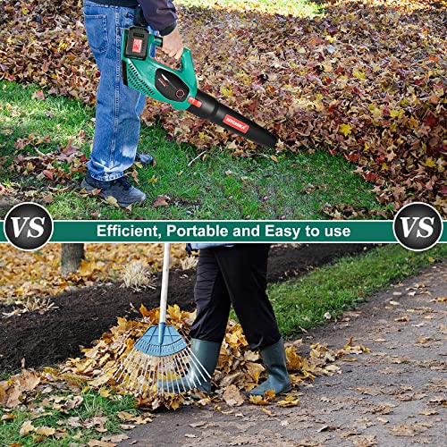 HYCHIKA 40V Cordless Leaf Blower Brushless,453CFM 131MPH Variable Speed 22500RPM,Electric Leaf Blower+2PCS 4.0Ah Li-ion Batteries & Charger,Handheld Sweeper for Blowing Leaves,Dust,Debris,Snow Blower