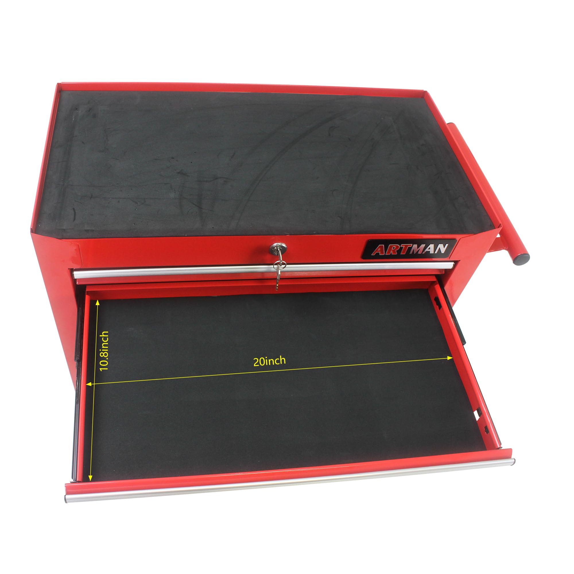 Rolling Tool Chest with 7-Drawer Tool Box,Multifunctional Tool Cart on Wheels,Tool Storage Organizer Cabinets with Key Locking for Garage, Warehouse, Repair Shop,24.20"D x 12.90"W x 29.90"H (red)