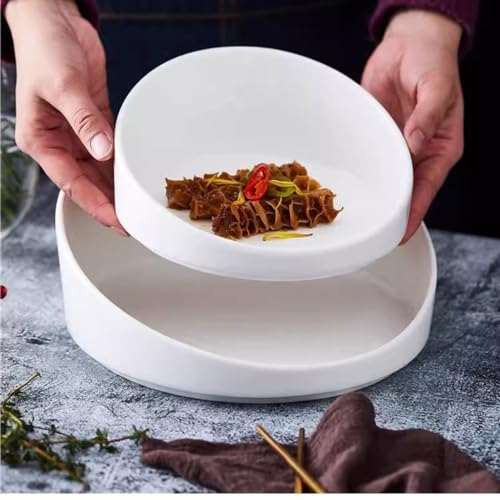 TOOSII Pasta Bowl Household Ceramic Cold Dish Plate Commercial Dish Plate Hotel Tableware, Salad Cold Dish Plate Bowls for Kitchen (Size : Medium)