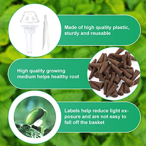 101pcs Seed Pod Kit, Grow Anything Kit Hydroponic Seed Kit Hydroponics Garden Accessories with 20 Grow Baskets, 20 Transparent Insulation Lids, 40 Grow Sponges, 20 Plant Labels