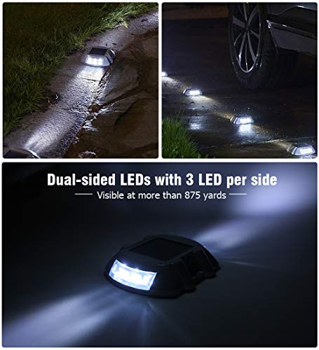 APONUO Solar Driveway Lights, Solar Dock Lights Outdoor Driveway Lighting IP67 Waterproof Outdoor Boat Dock Lamp for Driveway Stair Pathway Deck Cool White （8 Packs）